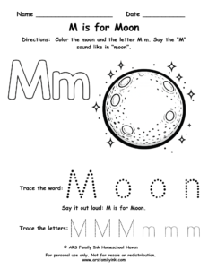 Free Letter M Worksheet – M is for Moon (Preschool & Kindergarten ...